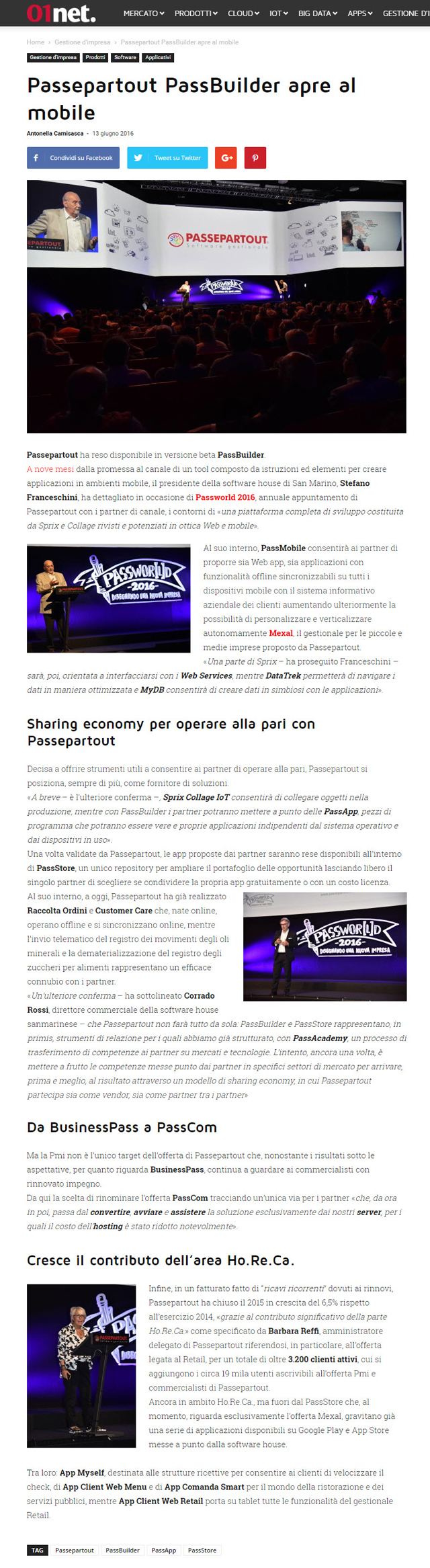 01NET: PASSEPARTOUT PASSBUILDER APRE AL MOBILE - News